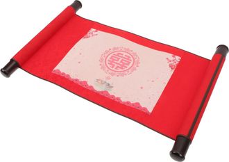 BESTONZON FUNNETOYU Chinesische Schriftrolle Hochzeit Heiratsurkunderolle mit Brokatbeutel Dekorative Eidesrolle mit Leeren Mittleren Bereich Farbiger Druck f&uuml;r