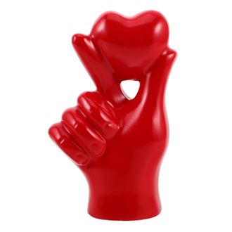 Valiclud Valentinstag Herz Hand Skulptur aus Kunstharz Rote Liebesgeste Dekofigur f&uuml;r Schlafzimmer und Schreibtisch Romantische Wohnaccessoire