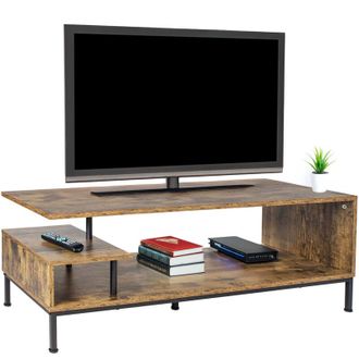 Relaxdays Relaxdays TV-Lowboard, 3 Ablagen, offenes TV-Regal bis 55 Zoll, HBT: 40 x 106 x 39,5 cm, Fernsehtisch, braun/schwarz