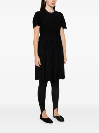 Emporio Armani Ribbed Knit Striped Dress - Black