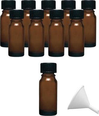 mikken Art 10 x braune Apothekerflasche 10ml made in Germany, inkl Beschriftungsetiketten + Trichter