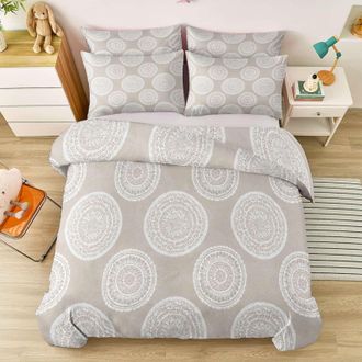 Generic Bettw&auml;sche 200 x 200 cm Khaki Weich Warme Flanell Bettbezug, Minimalistisch Traditionell Geometrisch Drucken Winter Kinderbettw&auml;sche-Sets mit Rei&szlig;vers