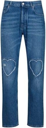 Moschino Jean &agrave; empi&egrave;cement coeur aux genoux en coton