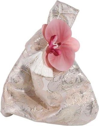 Generic Sac &agrave; main en tricot de style chinois avec noeud &agrave; pompons, sac &agrave; main, sac &agrave; main, sac &agrave; main, pochette anti-perte, Fleur de champagne, 1