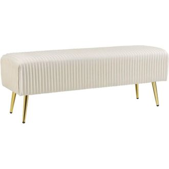 Beliani Banquette dInt&eacute;rieur Glamour Pieds en M&eacute;tal Dor&eacute;s en Velours Cr&egrave;me Paterson