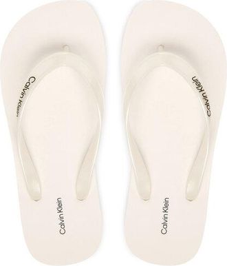 Calvin Klein Zehentrenner Arwa - Metallic Pearlised Flip Flops HW0HW02956 Wei&szlig;