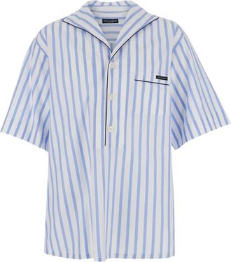 Dolce & Gabbana Gestreiftes Popeline-Hemd - - Shirts - Herren - Blau - XL