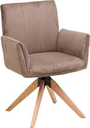 MID.YOU Mid.you Armlehnstuhl Cord, Braun, Holz, Metall, Textil, Eiche, Pappel, massiv, Sperrholz, eckig, 65x90x62.5 cm, Esszimmer, St&uuml;hle, Esszimmerst&uuml;hle, Ar