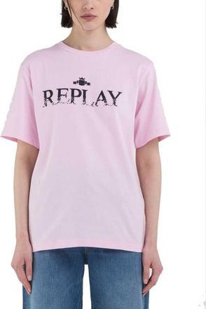 Replay Damen T-Shirt Kurzarm aus Baumwolle, Bubble Pink 066 (Rosa), XXS