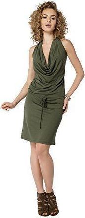 FUTURO FASHION Robe moulante sans manches avec col rond dos nu pour femme Tailles 36-18 - Vert - 42