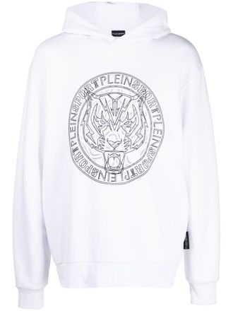 Plein Sport Hoodie mit Tiger-Print - Weiß