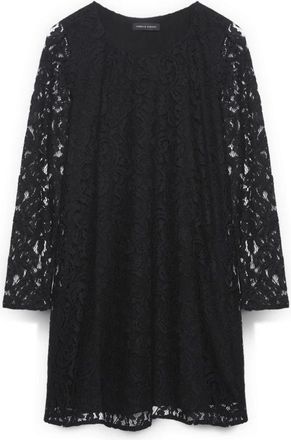 Fiorella Rubino Femme, Robes, Noir, Taille: 54 FR Courte Robe en Dentelle &agrave; Manches Longues