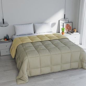 Italian Bed Linen ELEGANT Wintersteppdecke, Taupe/Creme, 260x260cm