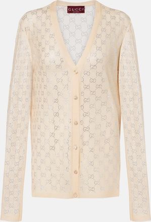 Gucci Cardigan GG aus Seide mit Kristallen