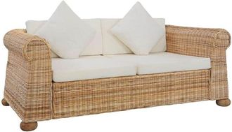 vidaXL Vidaxl - Canap&eacute; &agrave; 2 places avec coussins Rotin naturel