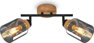 Briloner Deckenlampe, Deckenleuchte, Lampe, Rauchglas, Schwenkbar, Wohnzimmerlampe, Schlafzimmerlampe, K&uuml;chenlampe, Schwarz-Holz