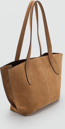 Mango Mini-Shopper Bag aus Rauleder mittelbraun - Damen - Einheitsgröße - MANGO