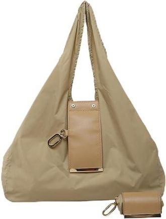 Generic Sac fourre-tout en cuir v&eacute;g&eacute;talien compact et pliable avec porte-cl&eacute;s - Sac fourre-tout en toile l&eacute;g&egrave;re, kaki, taille unique