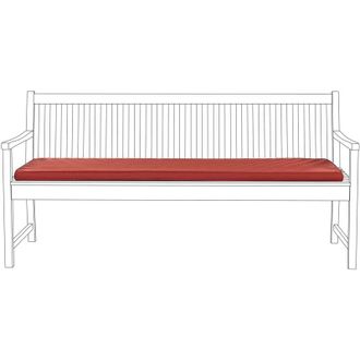 Beliani Auflage f&uuml;r Gartenbank 180 cm Dunkelrot Stoff 169 x 50 x 5 cm mit Befestigungsb&auml;ndern und Rei&szlig;verschluss Gartenausstattung Sitzkissen