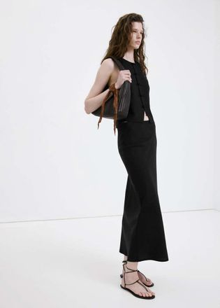 Mango Schultertasche in geflochtener Optik schokolade - Damen - Einheitsgr&ouml;&szlig;e - MANGO