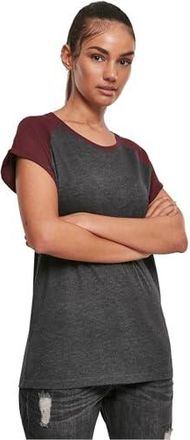 Urban Classics Femme Ladies Contrast Raglan Tee T Shirt, Multicolore (Charcoal/Redwine 02252), M EU