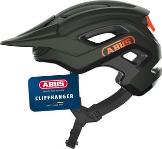 ABUS MTB-Helm Cliffhanger - Fahrradhelm für anspruchsvolle Trails - mit großen Lüftungsöffnungen & TriVider Riemensystem - für Damen und Herren - Grün/Oran