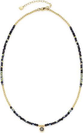 Leonardo Halskette Ciao Lola - Kette aus goldfarbenem Edelstahl - schwarze Glaskristalle mit funkelndem Facettenschliff - 40-45 cm Länge - besonderes Schmuck G