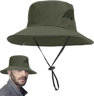 Generico UPF50+ Chapeau de soleil, pliable avec lani&egrave;re r&eacute;glable, pour jardin, plage, randonn&eacute;e, voyage, camping, Army Green, L