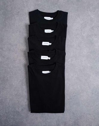 Topman Klassische T-Shirts in Schwarz im 5er-Pack
