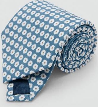 Mango Cravate 100 % soie imprim&eacute; fleurs bleu ciel - Homme - Taille unique - MANGO MAN