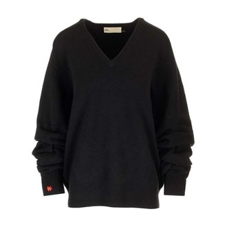 Tory Burch Wollpullover mit V-Ausschnitt - - Knitwear - Damen - Schwarzk - S