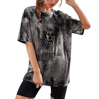Janly T-shirt Femme Oversize Montagne T-shirt Femme avec Imprim&eacute; &Eacute;paule Conception Sp&eacute;ciale des Manches pour Hauts D&eacute;contract&eacute;s Polyester Gym T-shirts pour 