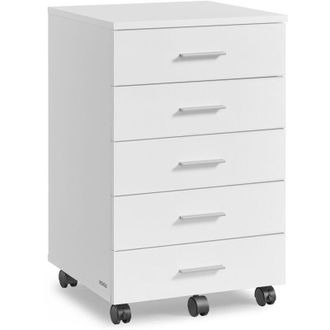 Vasagle Vasagle - Caisson de Bureau &agrave; Roulettes, Meuble de Rangement, Support pour Imprimante, avec 5 Tiroirs, Rails Coulissants, pour Bureau, T&eacute;l&eacute;travail
