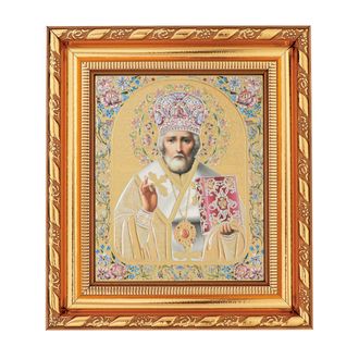 NKlaus Sankt Nikolaus von Myra Ikone, Rahmen mit Glas 14x16cm christlich orthodox 11376