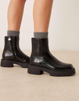 Calvin Klein Bottines en cuir chunky avec fermeture &eacute;clair - Noir