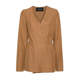 Fabiana Filippi Twill V-Ausschnitt Jacke Sand - - Blouses & Shirts - Damen - Beige - M
