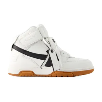 Off-white Womens Out Of Office Mid Top Sneakers Off White Leather White-Black Shoes