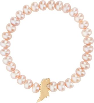 Aliita Aliita, Femme, Accessoires, Rose, Taille: ONE Size Bracelet &Eacute;lastique avec Perles dEau Douce et Pendentif Dinosaure