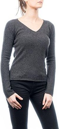 DALLE PIANE CASHMERE Col en V 100% Cachemire, Made in Italy - Femme, Couleur: Anthracite, Taille: 3XL