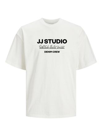 Jack & Jones Herren Rundhals T-Shirt JJGALE - Relaxed Fit S M L XL XXL Baumwolle, Gr&ouml;&szlig;e:L, Farbe:Cloud Dancer SCAN 12247782