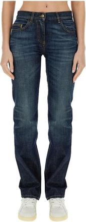 Palm Angels Femme, Jeans, Bleu, Taille: W28 Jean coupe droite avec logo brod&eacute;