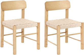 Beliani Esszimmerstuhl 2er Set ALLOS Holz Hellbraun
