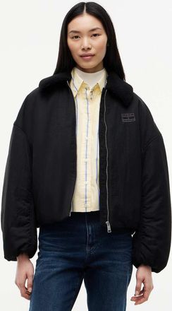 Tommy Jeans Oversize-Bomberjacke mit Kunstpelzkragen in Schwarz