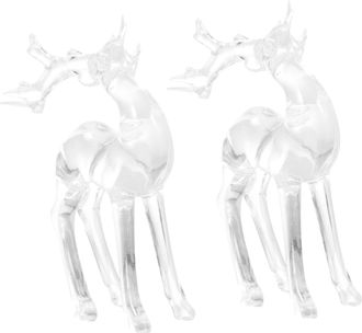 Cabilock 2 St&uuml;ck Acryl Elch Weihnachtsornament 13cm Weihnachtsdeko Mit Hirschmotiv Tischdekoration Festlich