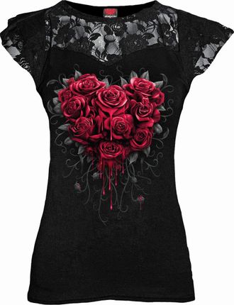 Spiral Bleeding Heart - Lace Layered Cap Sleeve Top Schwarz - XXL