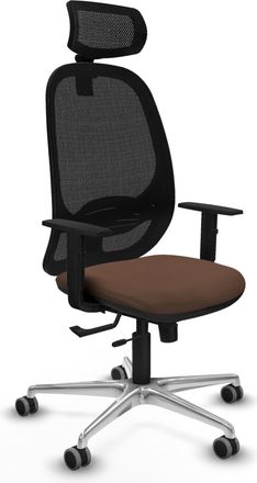 Piqueras y Crespo Cilanco 1D-Armlehnen, h&ouml;henverstellbare Lendenwirbelst&uuml;tze und h&ouml;henverstellbares Kopfteil, Schwarz / Dunkelbraun