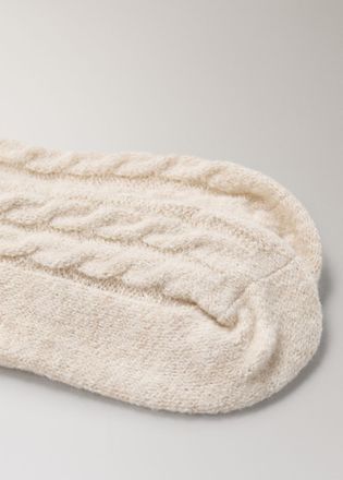 Mango Grobstricksocken mit Zopfmuster ecru - Damen - Einheitsgr&ouml;&szlig;e - MANGO