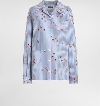 Dolce & Gabbana Poplin Shirt With Crystal Flower Embroidery - Frau Blusen Und Tops Mehrfarbig 38