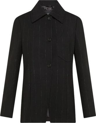 Seventy Einkn&ouml;pfiger Blazer aus flammierter Mikropinstreifengewebe - - Jackets - Damen - Schwarzk - 4XL