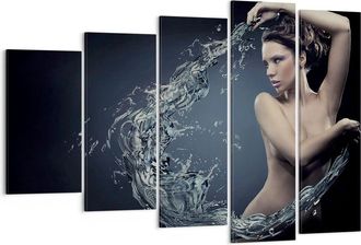 Arttor Bilder auf Leinwand 150x100cm Leinwandbild Weiblich modell posieren schön Groß XXL Wanddeko Bild Schlafzimmer Set 5 teilige Wandbilder Dekoration Wohn